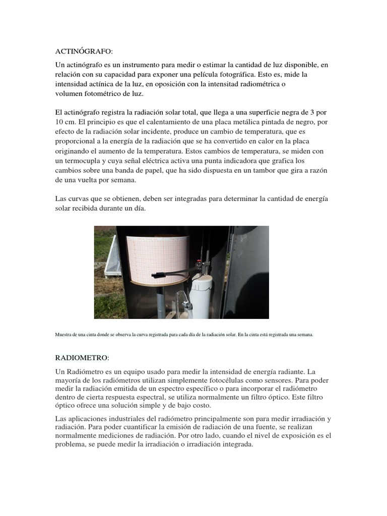 Actinigrafo, Geotermometro | PDF | Luz de sol | Infrarrojo