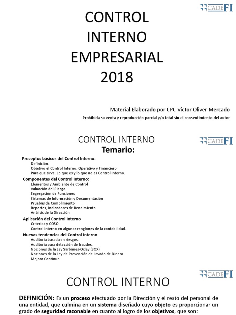 Control Interno Empresarial: Guía 2018 | PDF | Auditoría | Sistema de ...