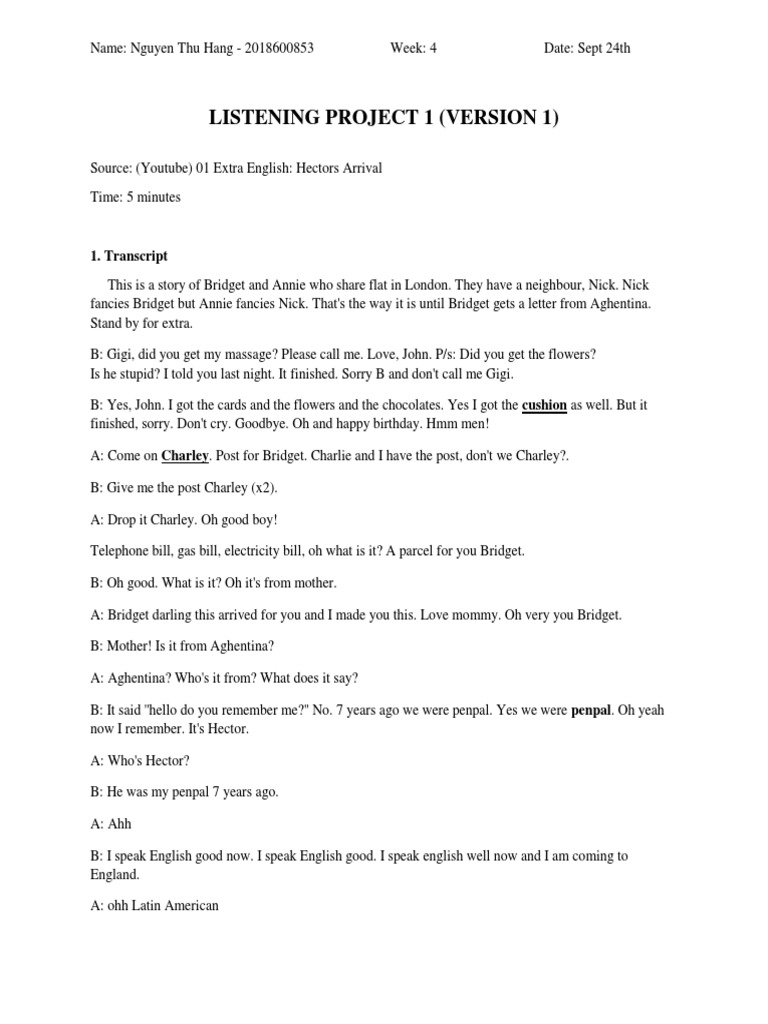 Listening Project 1 | PDF