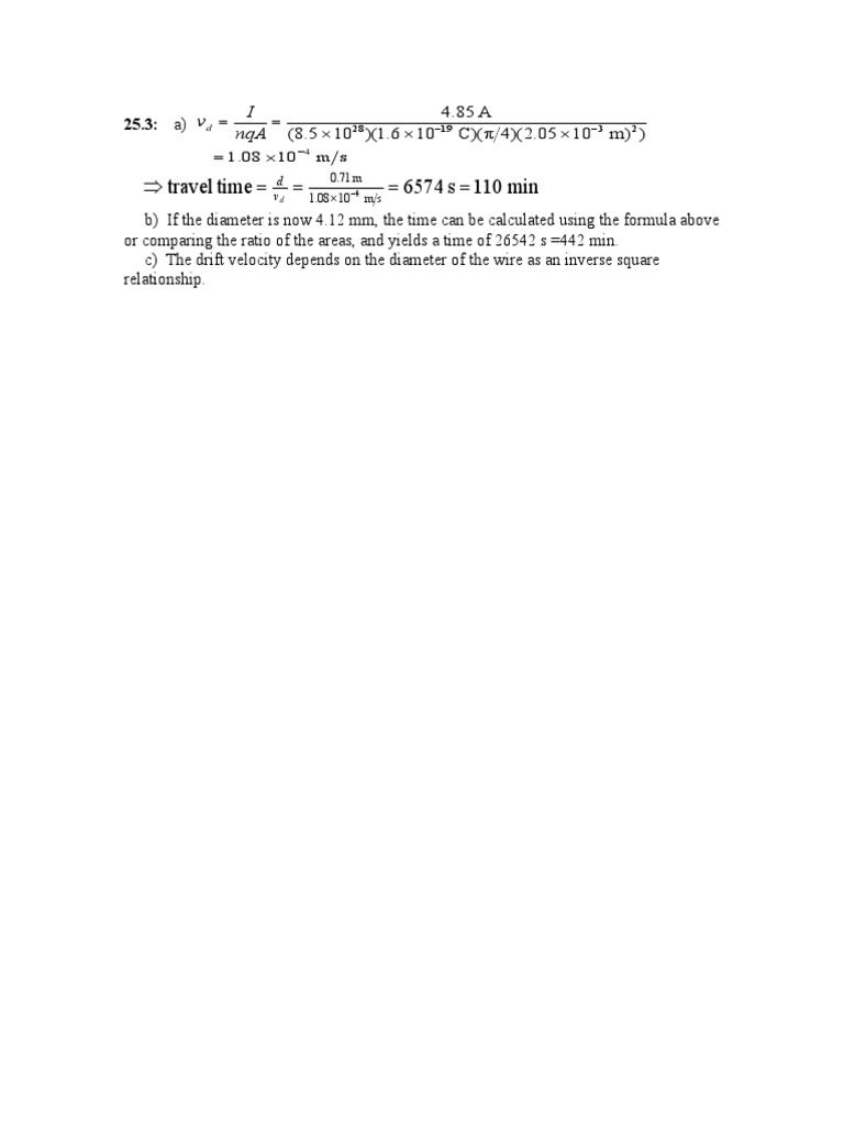 Drift Velocity and Wire Diameter | PDF | Teaching Methods & Materials