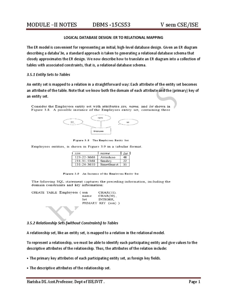 Module - Ii Notes Dbms - 15Cs53 V Sem Cse/Ise | PDF | Relational ...