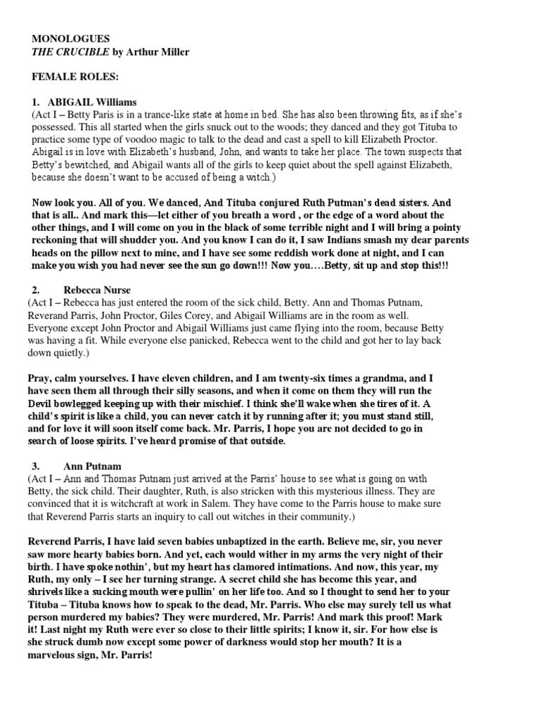 Monologues For Auditions | PDF | Witch Trials | Early Modern Witch Hunts