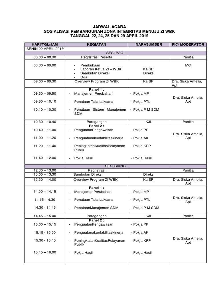 Jadwal Acara | PDF