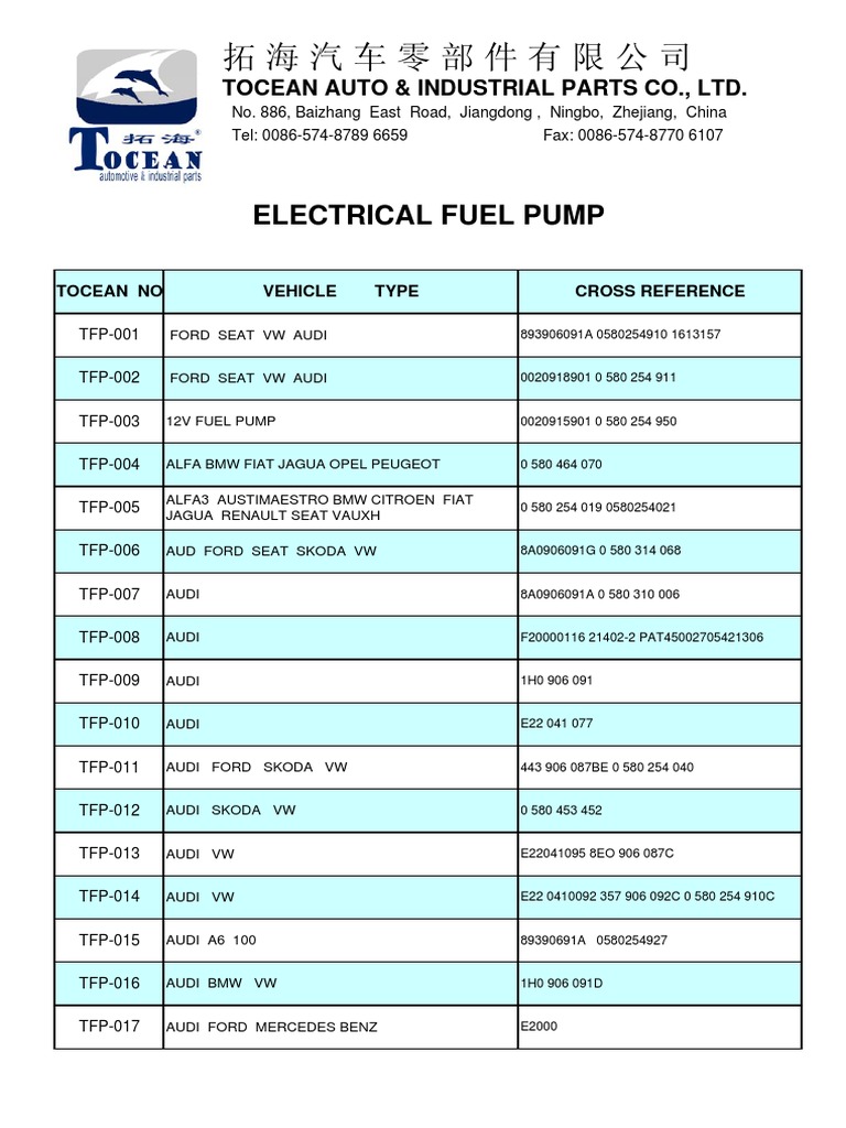 Electric Fuel Pump | PDF | Volkswagen | Ford Motor Company