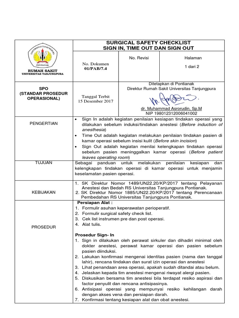 Spo Surgical Safety Checklist | PDF