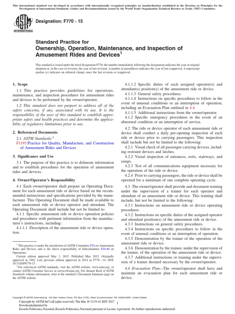 Ownership, Operation, Maintenance, and Inspection of Amusement Rides ...