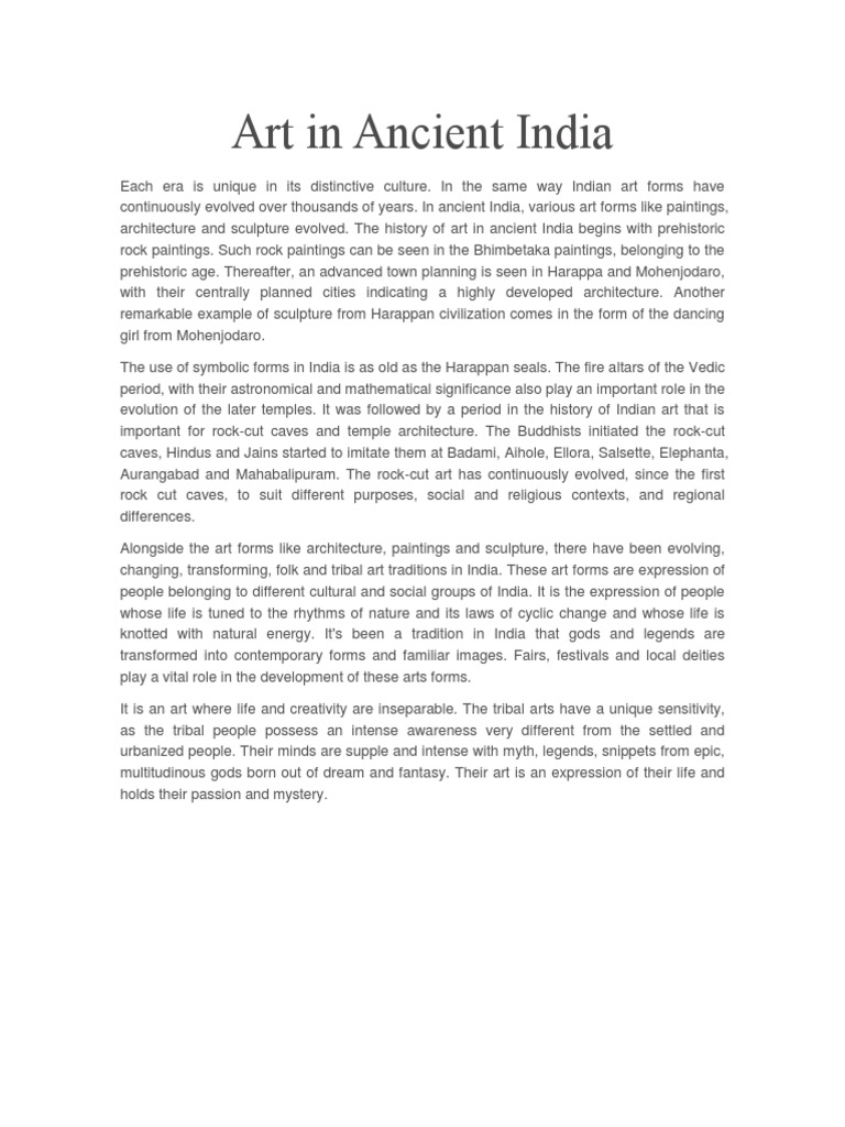 Ancient Indian Art and Culture | PDF | Social Science