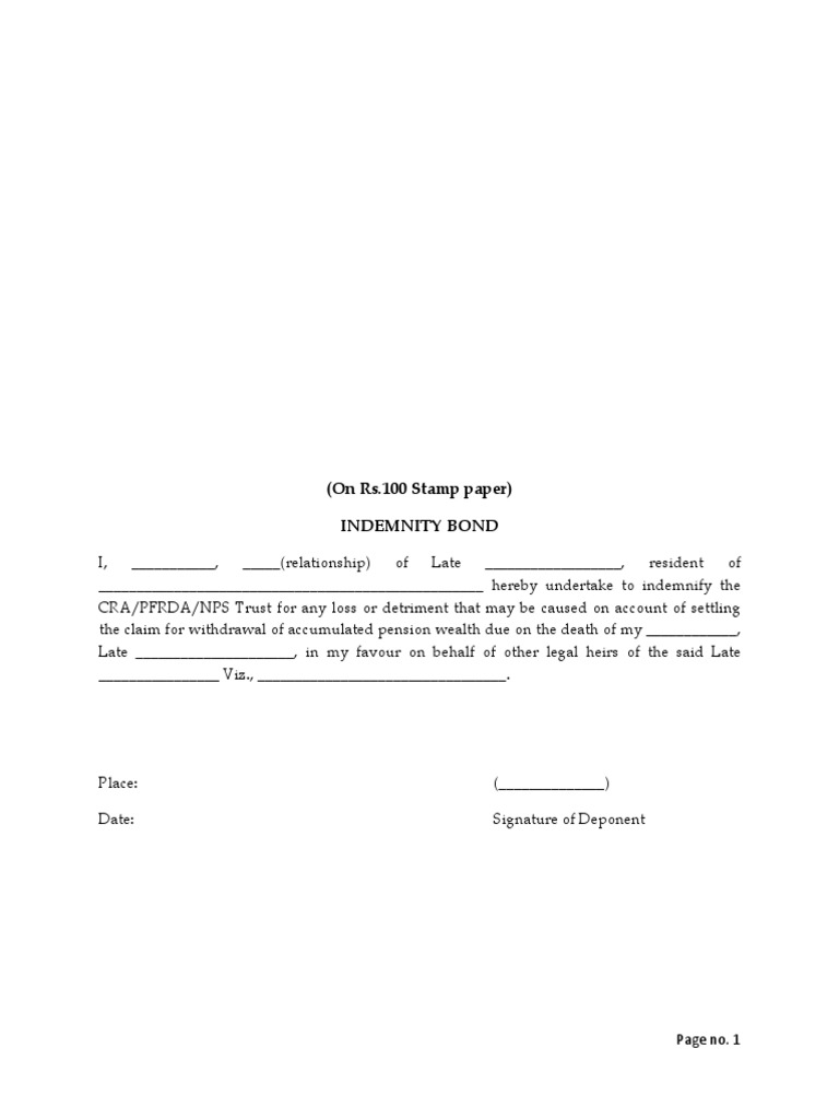 Indemnity Bond PDF | PDF