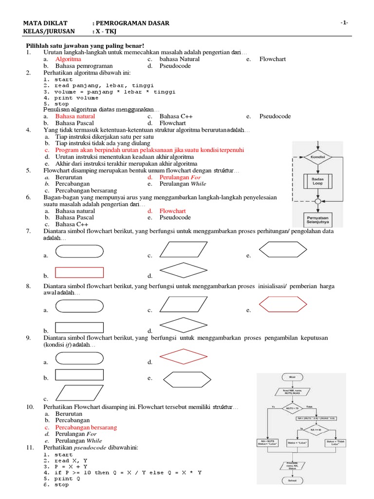 Soal UAS Kelas X - Pemrograman Dasar | PDF
