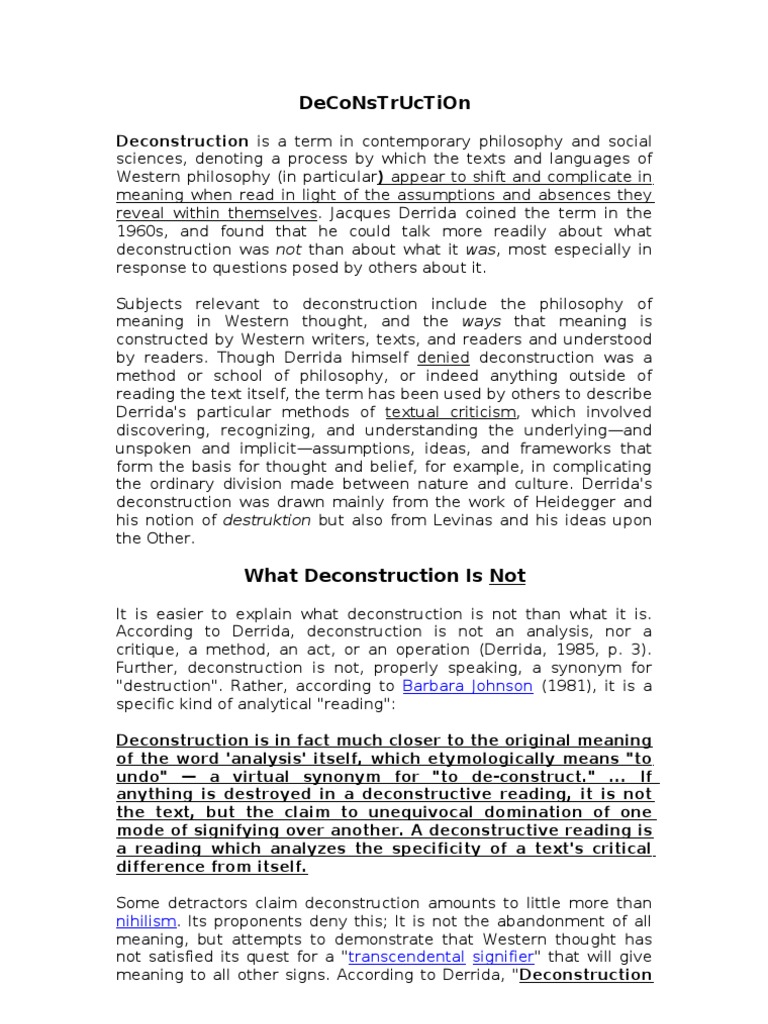 Deconstruction | PDF | Deconstruction | Jacques Derrida