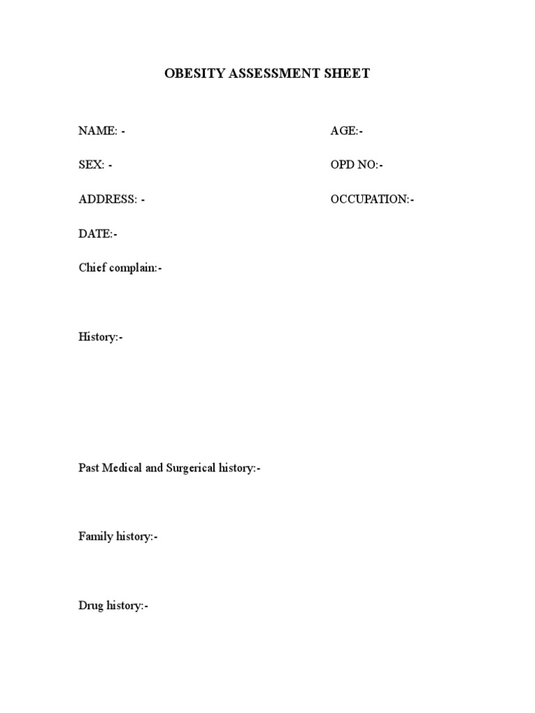 Obesity Assessment for Patients | PDF | Wellness | Lifestyle