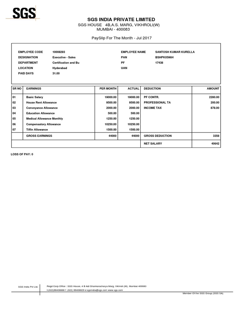 Sgs India Private Limited: Sgs House 4B, A.S. Marg, Vikhroli (W) Mumbai ...