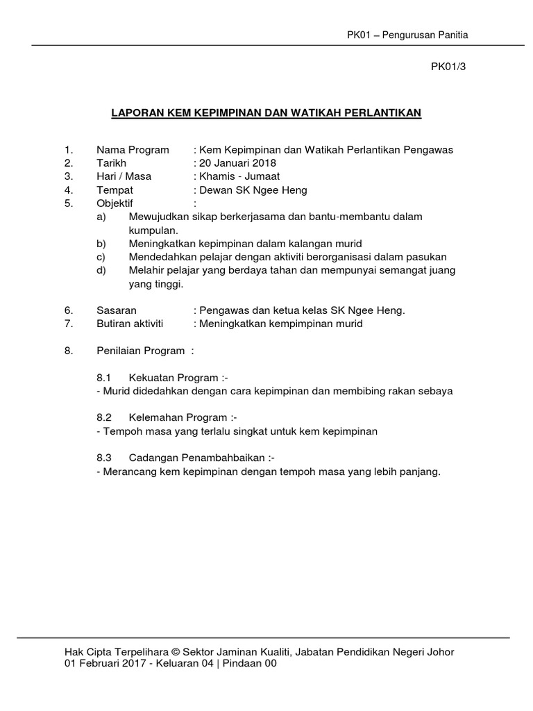 Laporan Kem Kepimpinan Dan Watikah Perlantikan | PDF