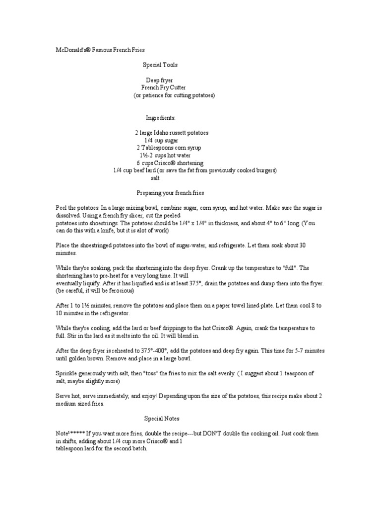 French Fries PDF | PDF | Shortening | French Fries