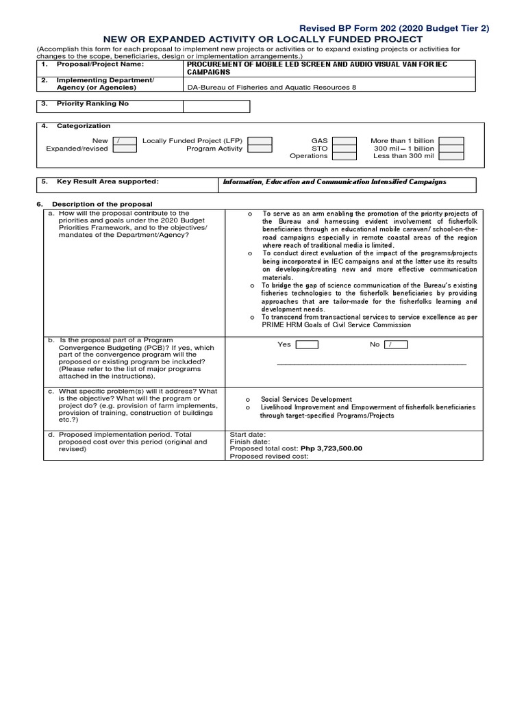 Revised BP Form 202 - ISample | PDF | Climate Change Mitigation | Poverty