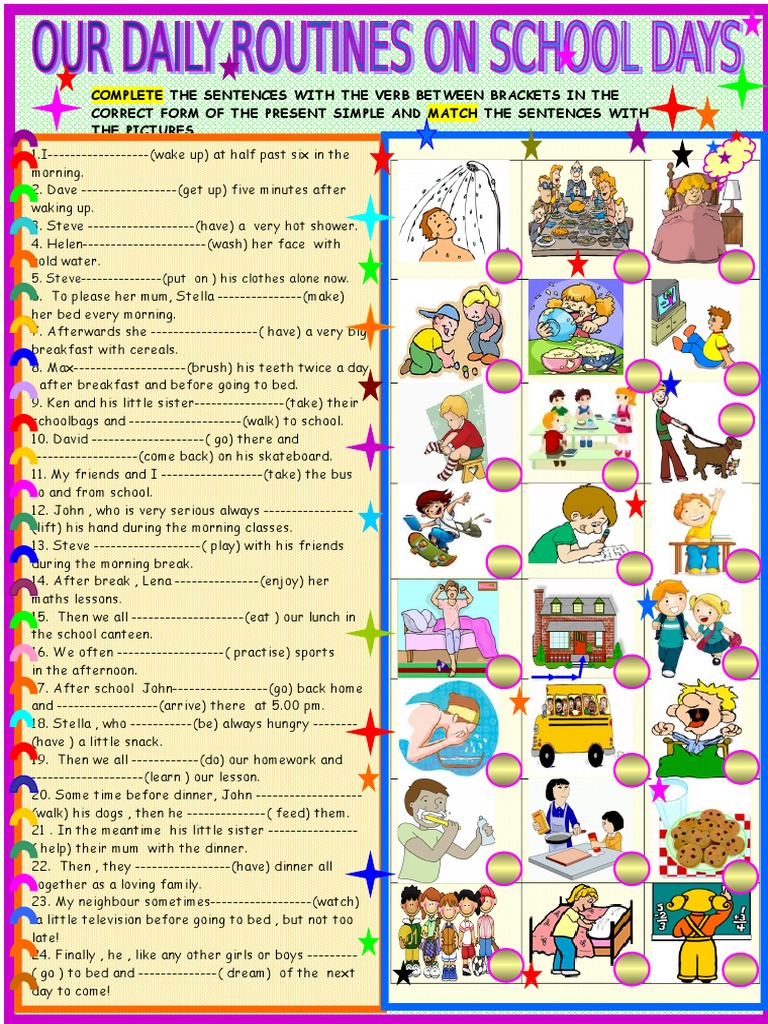 Daily Routines in Present Simple | PDF | Grammar | Languages