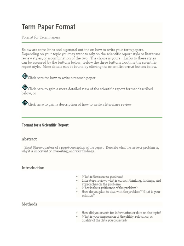 Term Paper Format | PDF