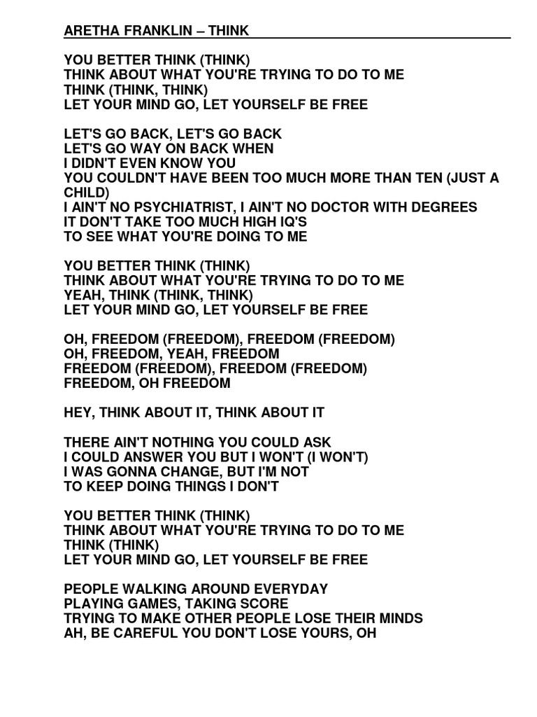 Think - Aretha Franklin | PDF