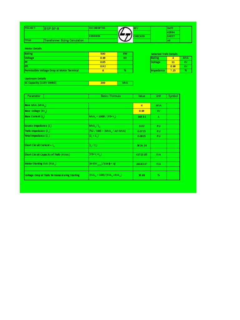 Transformer Sizing for 690V System | PDF