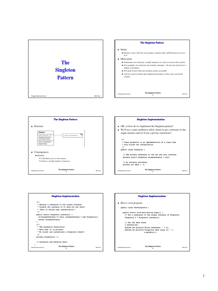 The Singleton Pattern: Intent | Download Free PDF | Method (Computer Programming) | Constructor ...