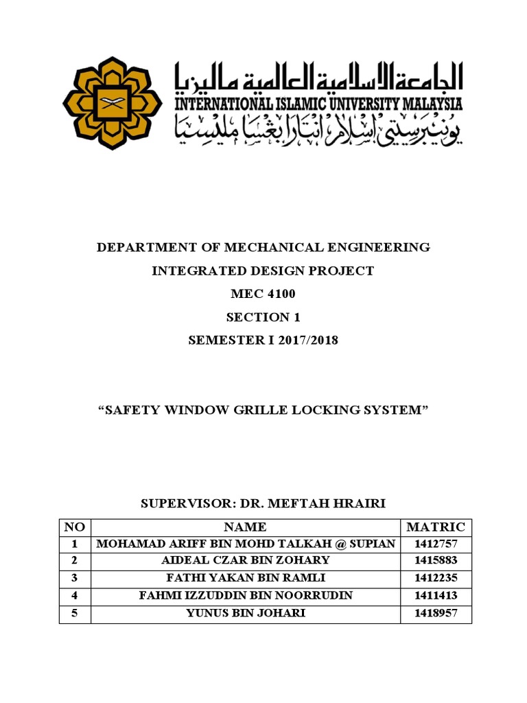 Safety Window Grill Report | PDF | Lock (Security Device) | Screw
