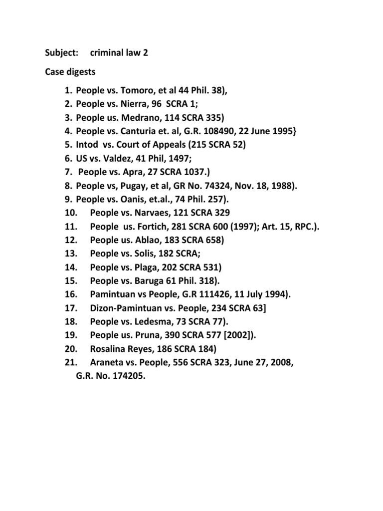 Criminal Law Case Digest Compilation | PDF