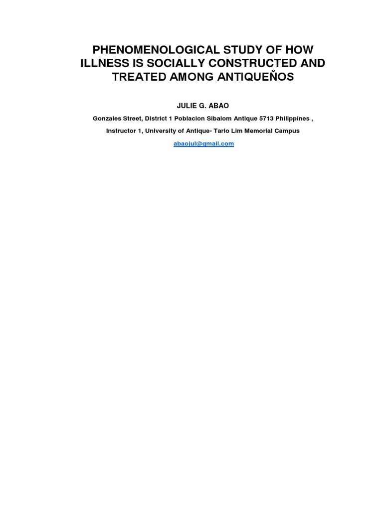 Kilkig: Cultural Illness in Antique | PDF | Qualitative Research ...