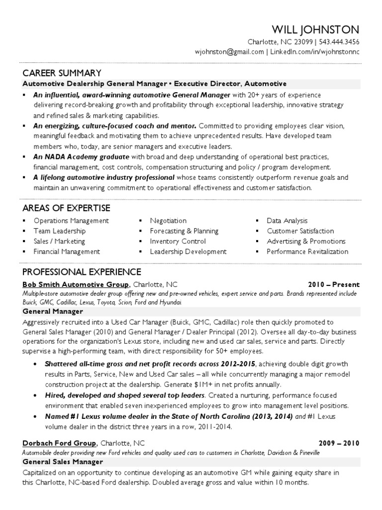 Sample Resume 1 PDF | PDF | Car Dealership | Ford Motor Company