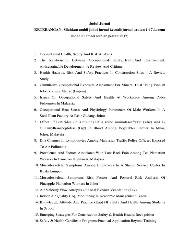 K3 Jurnal | PDF | Occupational Safety And Health | Labor Relations