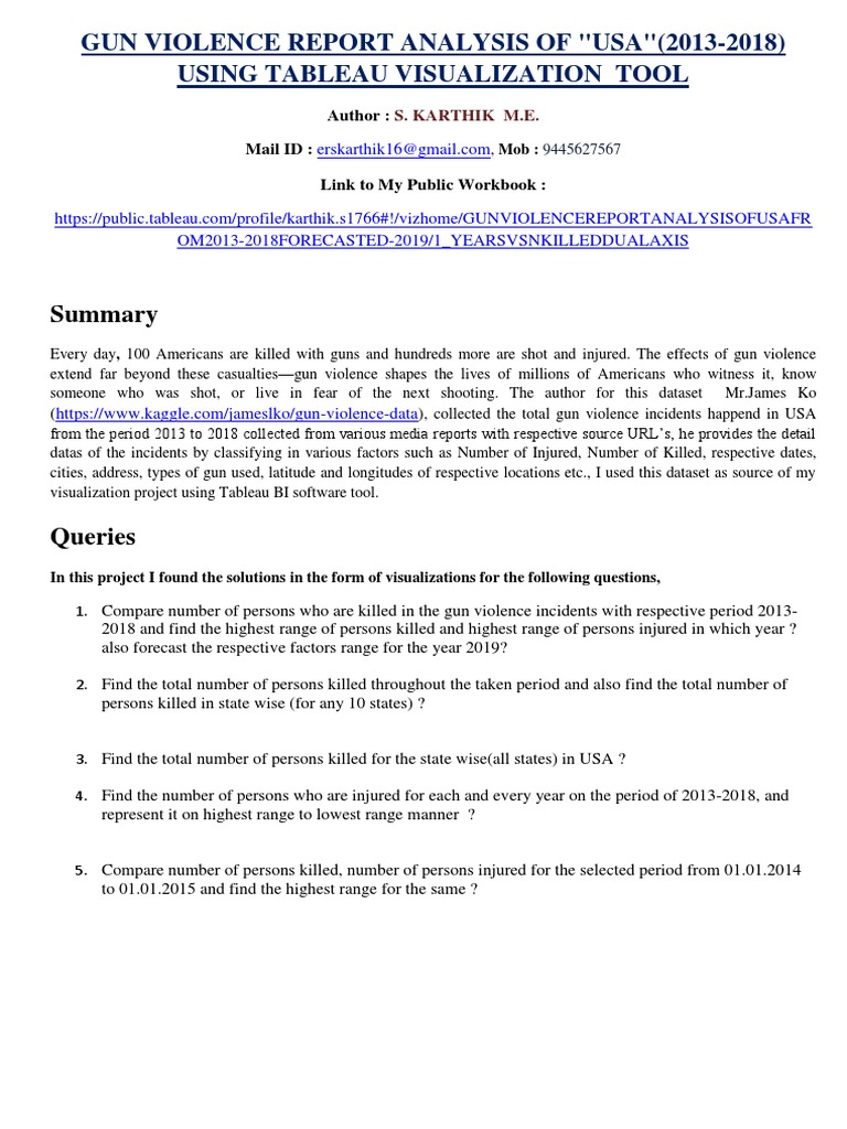 Gun Violence Analysis USA 2013-2018 | PDF | Infographics | Computing