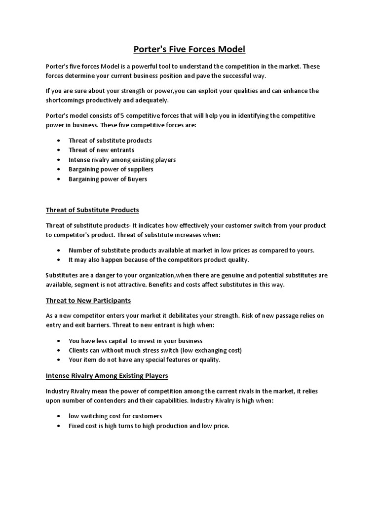 Understanding Porter's Five Forces Model | PDF | Competition | Market ...