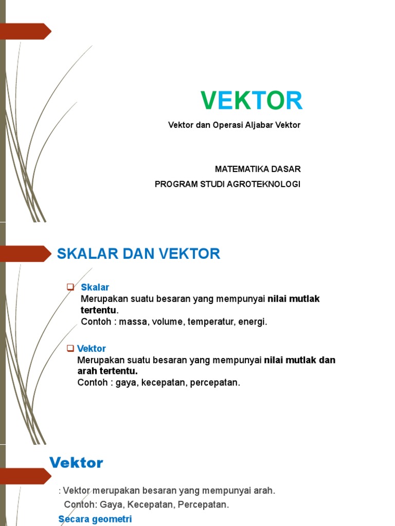 Operasi Aljabar Vektor - MTK Agrotek | PDF
