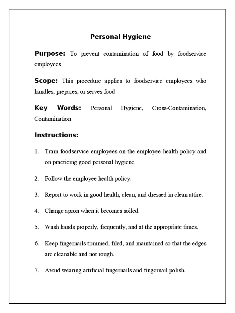 Personal Hygiene | PDF | Hygiene | Hand Washing