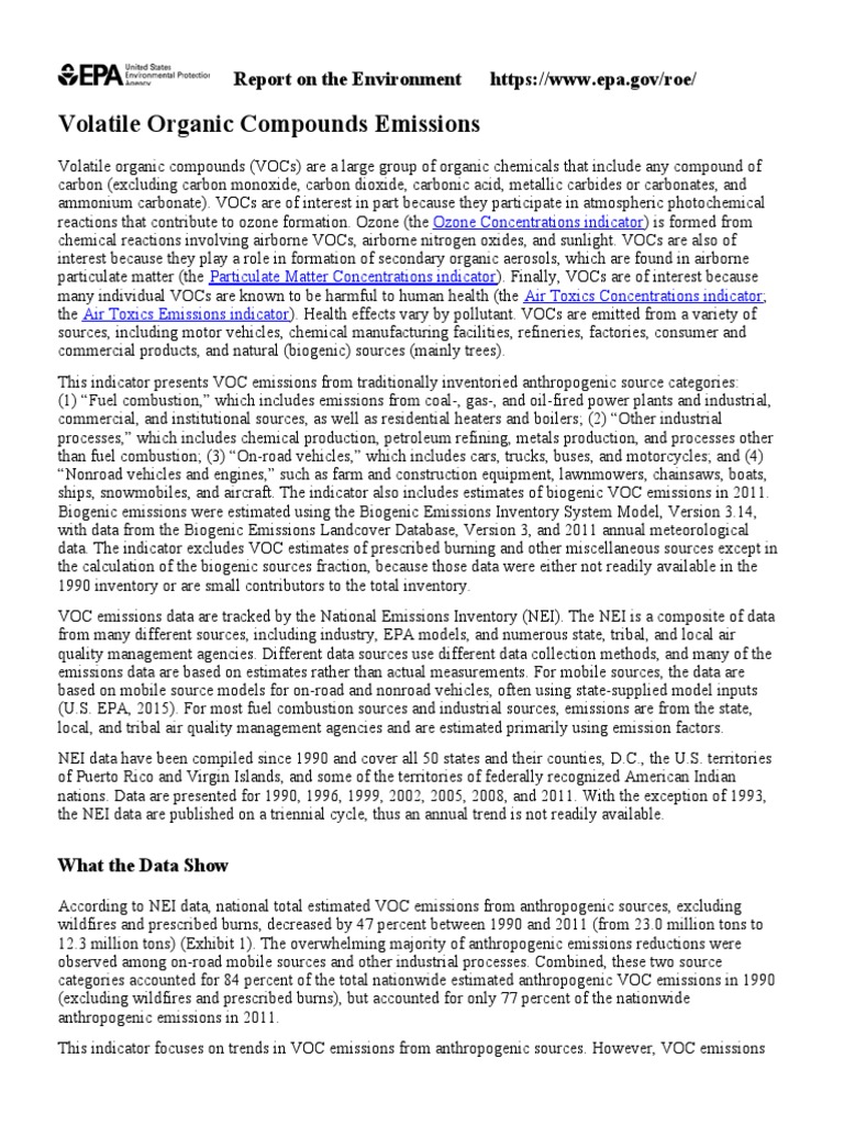 Volatile Organic Compounds Emissions: Report On The Environment HTTPS ...