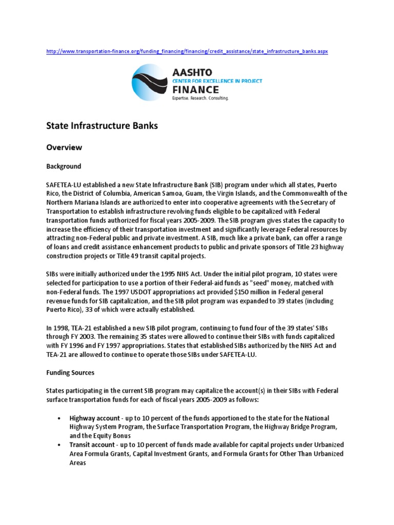 State Infrastructure Banks | PDF | Debt | Credit