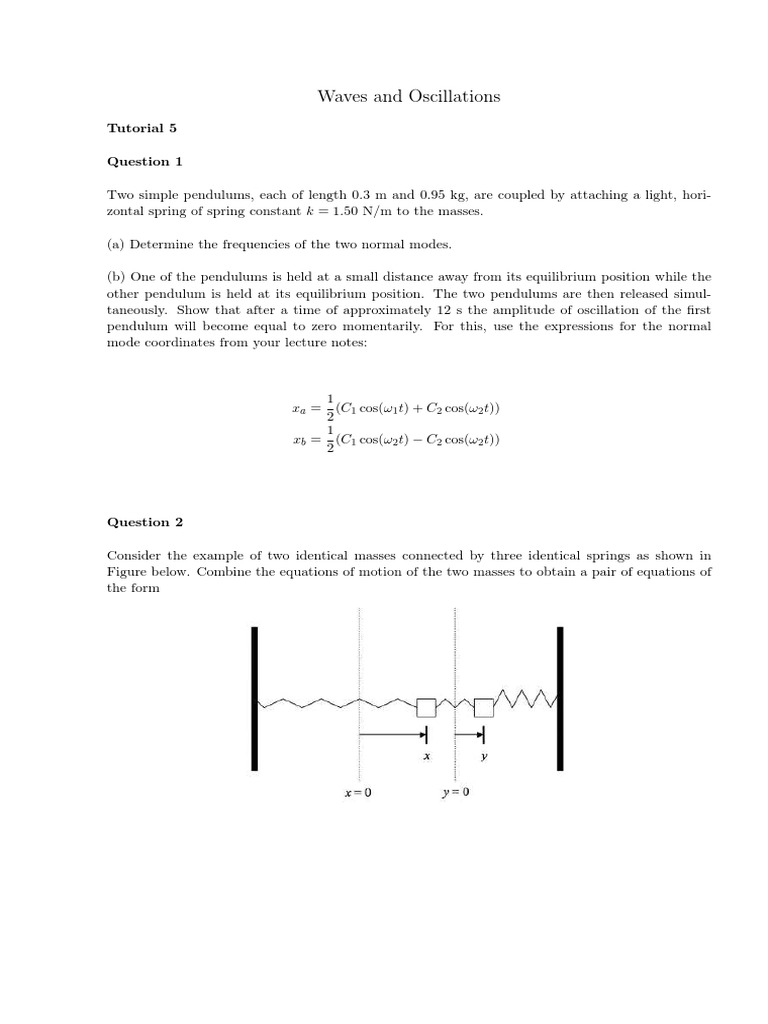 Notes CH 12 Coupled Oscillatorsand Normal Modes | PDF | Normal Mode ...