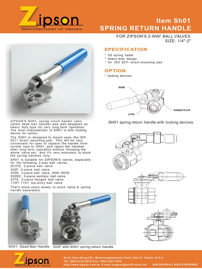 Zipson 2-Way Ball Valve Specifications | PDF | Valve | Manufactured Goods