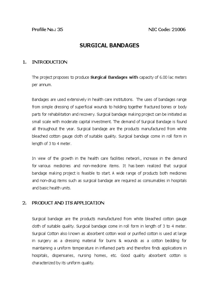 Surgical Bandage Manufacturing Overview | PDF | Business | Nature