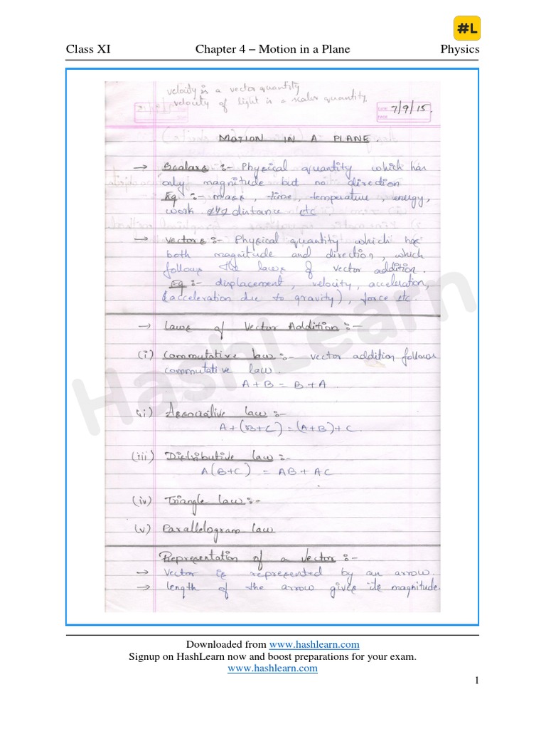 Chapter 4 - Motion in A Plane PDF | PDF | Natural Sciences | Physics