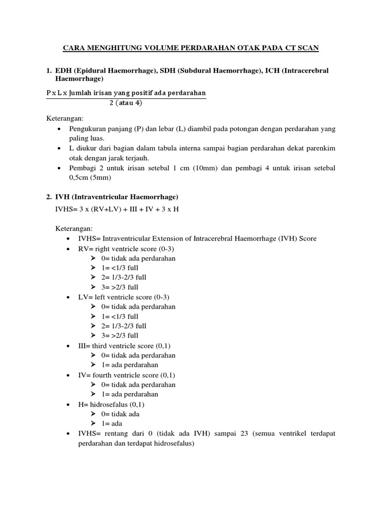 Menghitung Volume Perdarahan Otak CT Scan | PDF