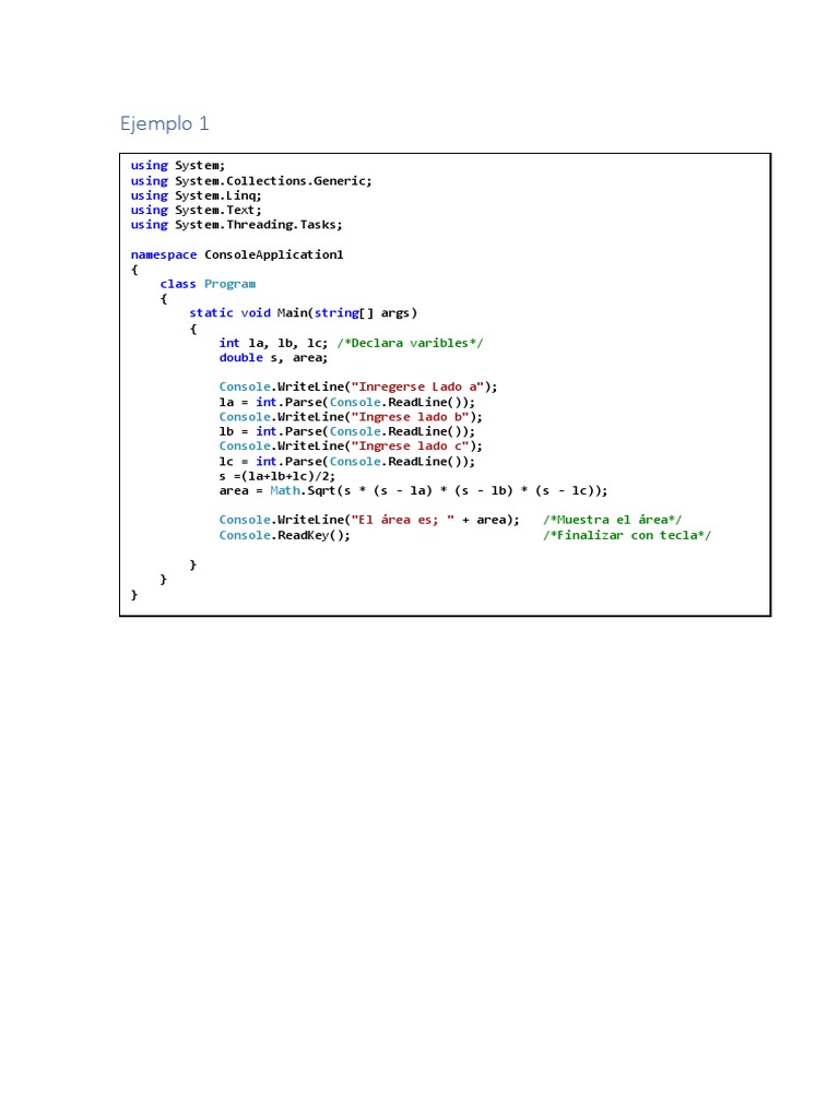 Algoritmos C# Ejemplos | PDF | Notación | Paradigmas de programación