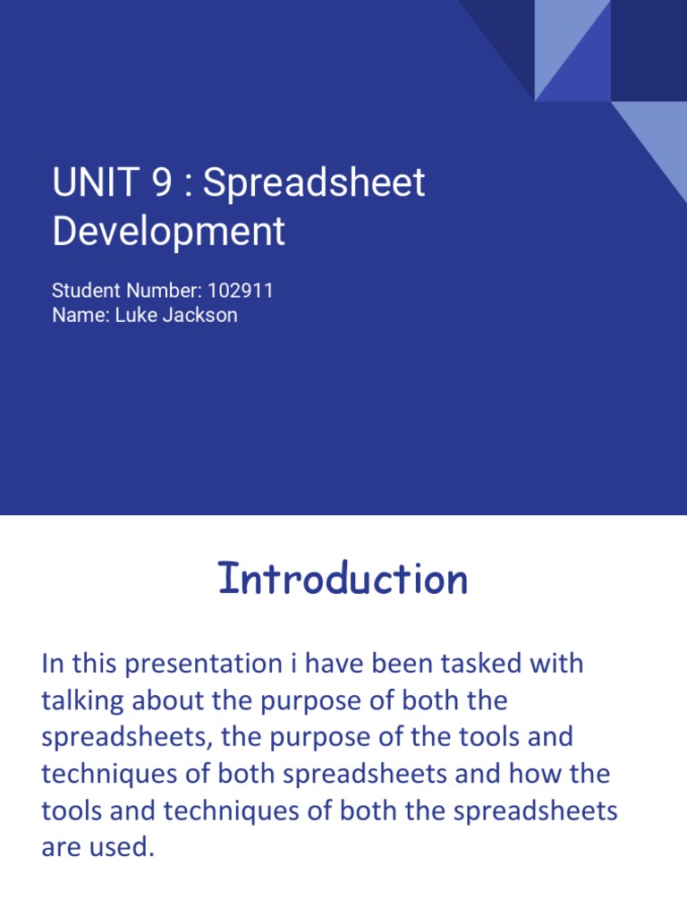 Unit 9 Spreadsheet Development Assignment 1 - Luke Jackson | PDF | Spreadsheet | Databases