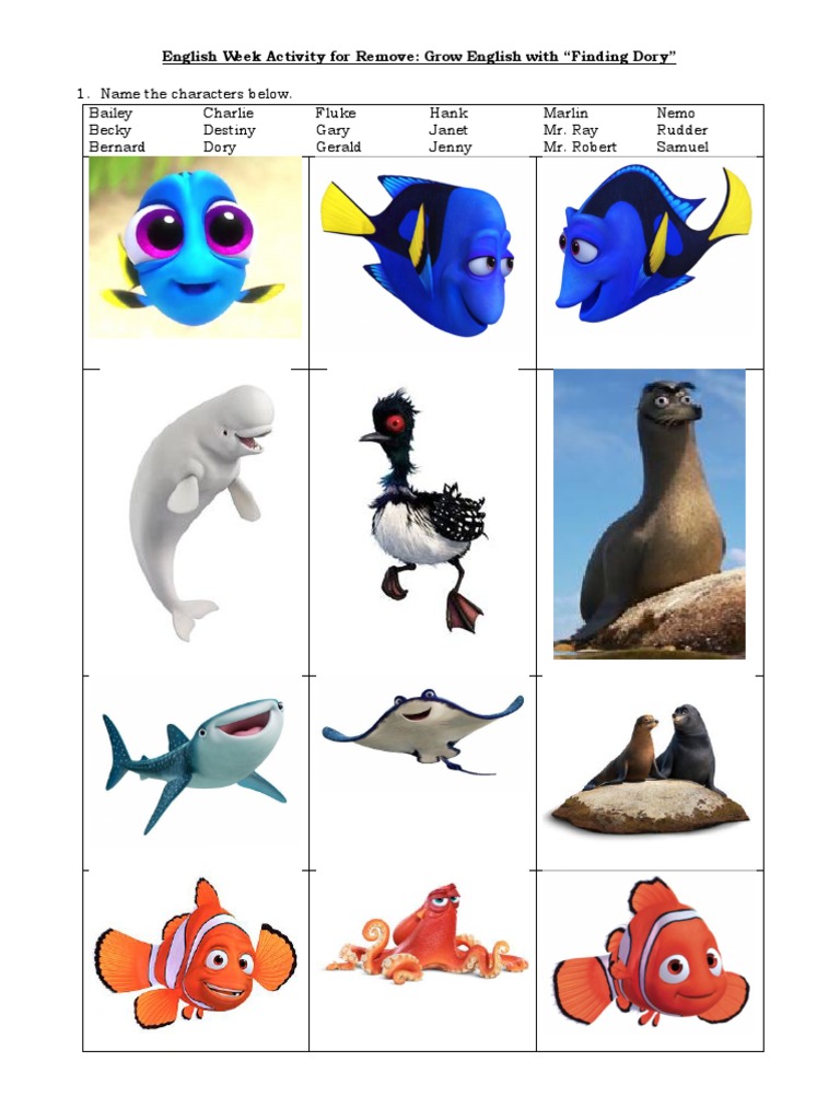 Finding Dory English Activity Guide | PDF | Language Arts & Discipline ...
