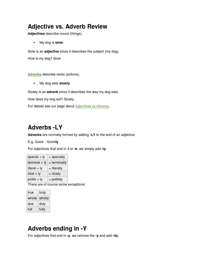 Adjective Vs Adverbs | PDF