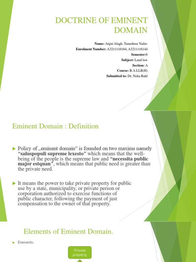 Doctrine of Eminent Domain | PDF | Eminent Domain | Property