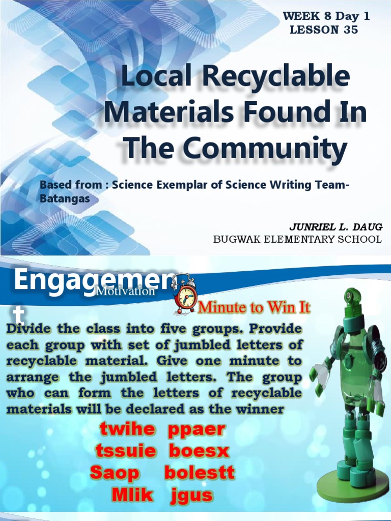 (PPT) Science Q1 Week 8 Day 1-5 (Edited Layout) | PDF | Recycling ...