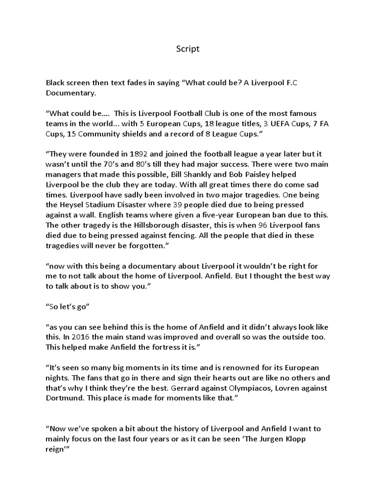 Script FMP | PDF | Liverpool F.C. | Association Football Seasons