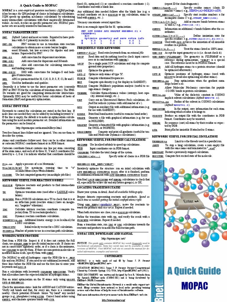 MOPAC-en UK | PDF | Chemical Bond | Protein Structure