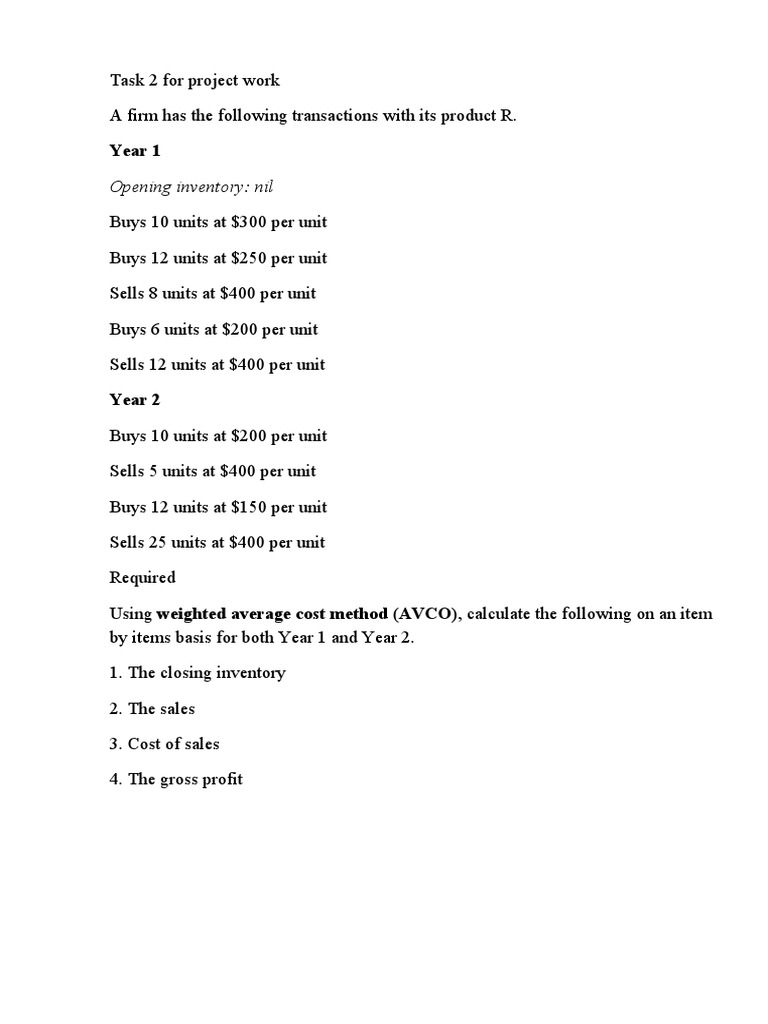 Year 1: Opening Inventory: Nil | PDF
