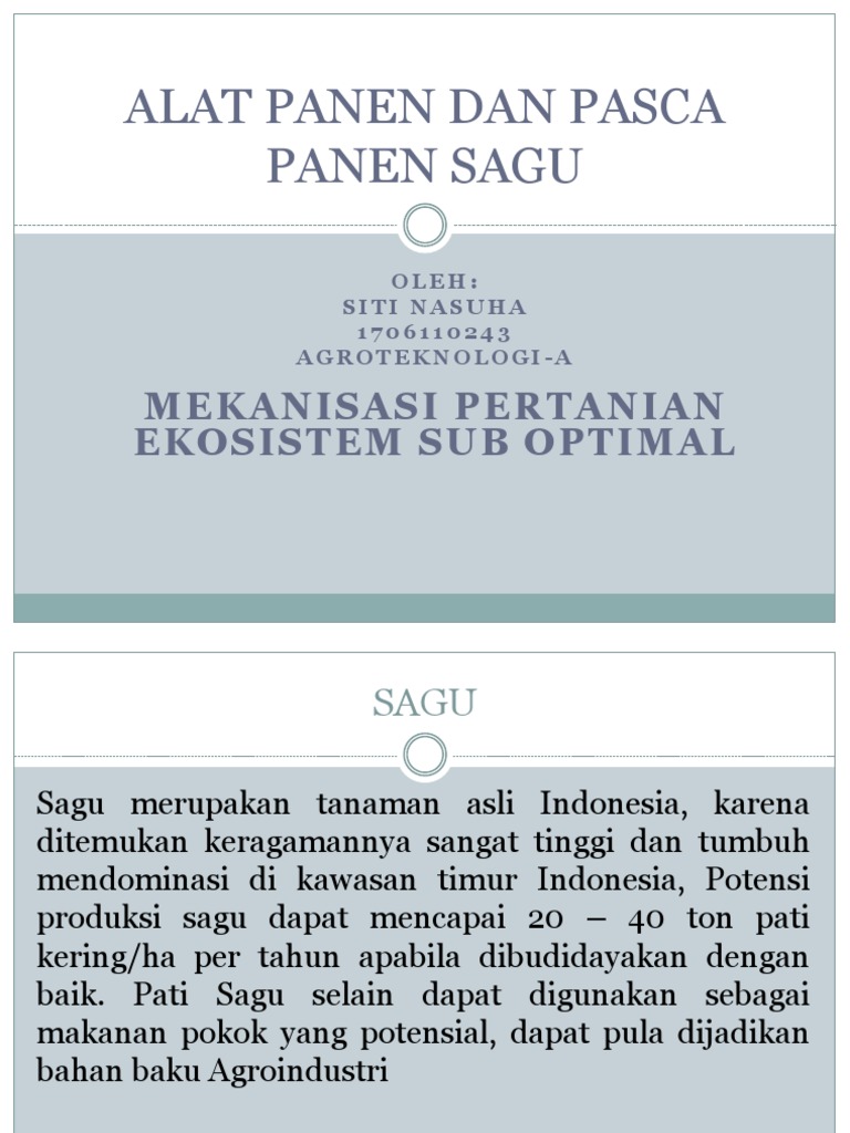 Alat Panen Dan Pasca Panen Sagu | PDF | Sains & Matematika | Teknologi ...